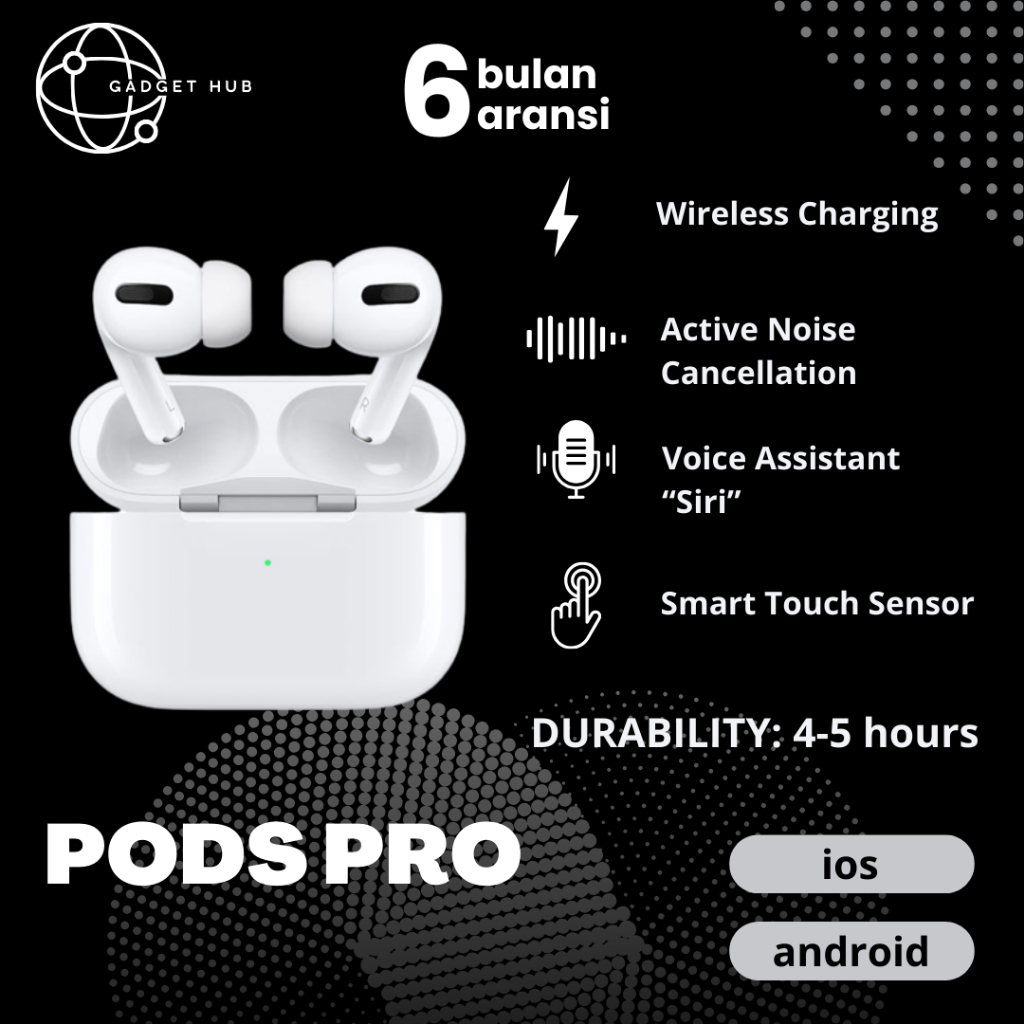 Jual Pods Pro Bluetooth Wireless With Wireless Charging Case Brand New ...