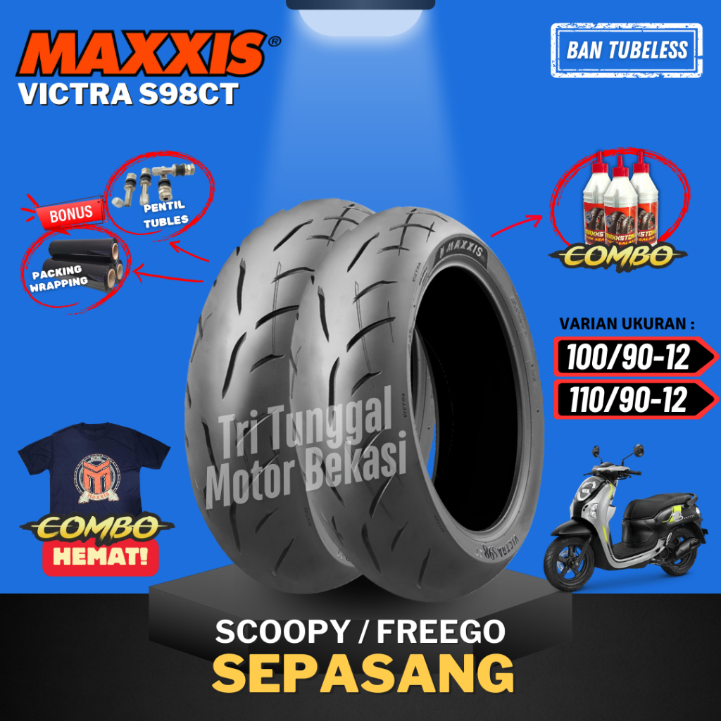 Jual [PAKET SEPASANG SCOOPY] BAN MAXXIS RING 12 VICTRA 98 CT TUBELESS ...