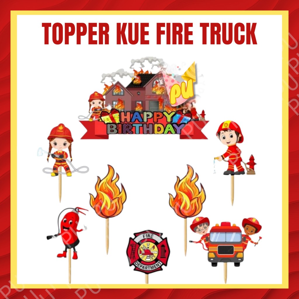 Jual Topper FIRE TRUCK / Topper Kue Fire Truck Fire Man Pemadam ...