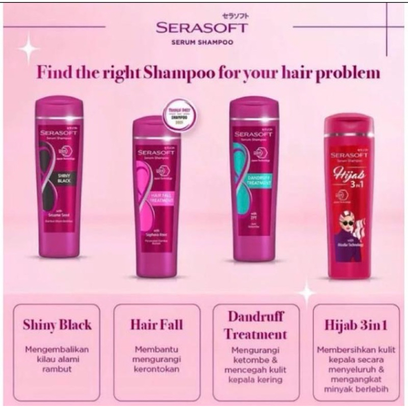 Jual SERASOFT Shampoo Hair Fall || Dandruff Treatment || black shiny ...