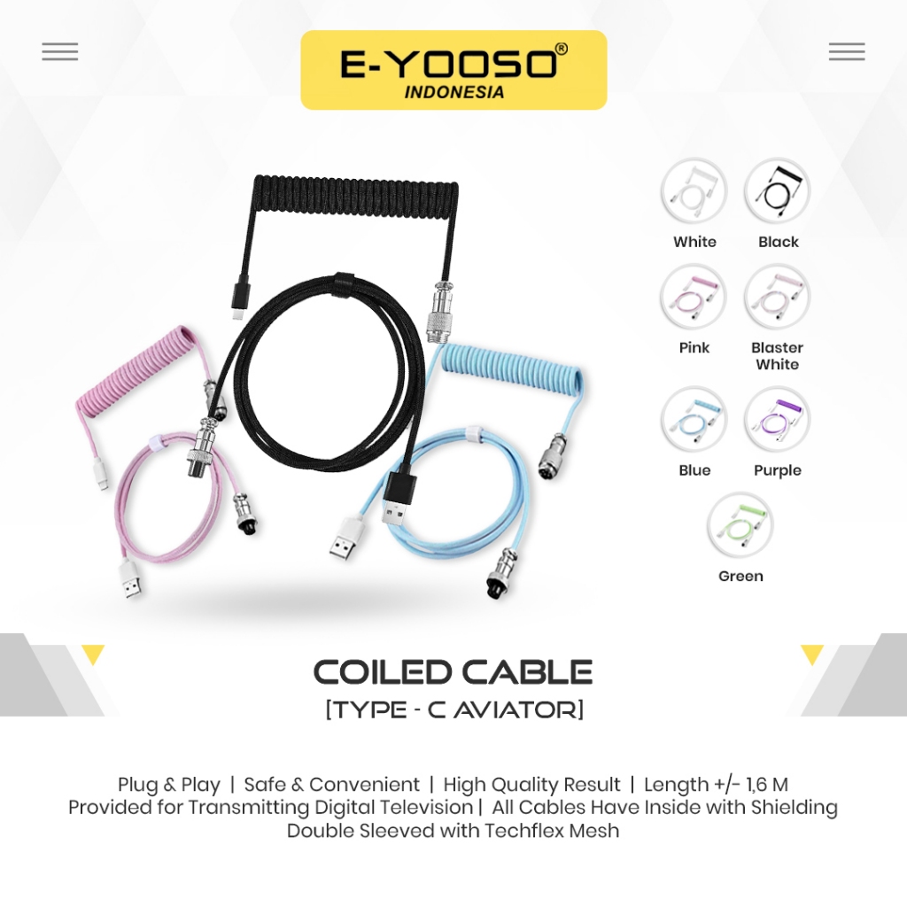 Jual Kabel Keyboard Type C Aviator Coiled Cable Mechanical Keyboard ...