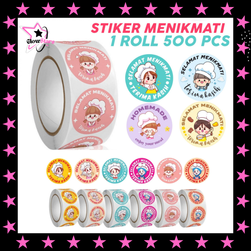 Jual Stiker Roll Label Kotak Makan Botol Minum 1 Roll 500 Pcs Ucapan ...