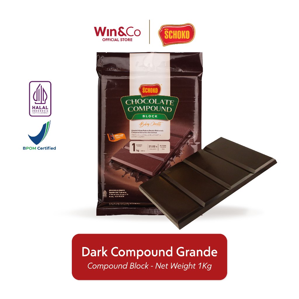 Jual SCHOKO Dark Compound Chocolate Block / Cokelat Batangan - 1kg ...
