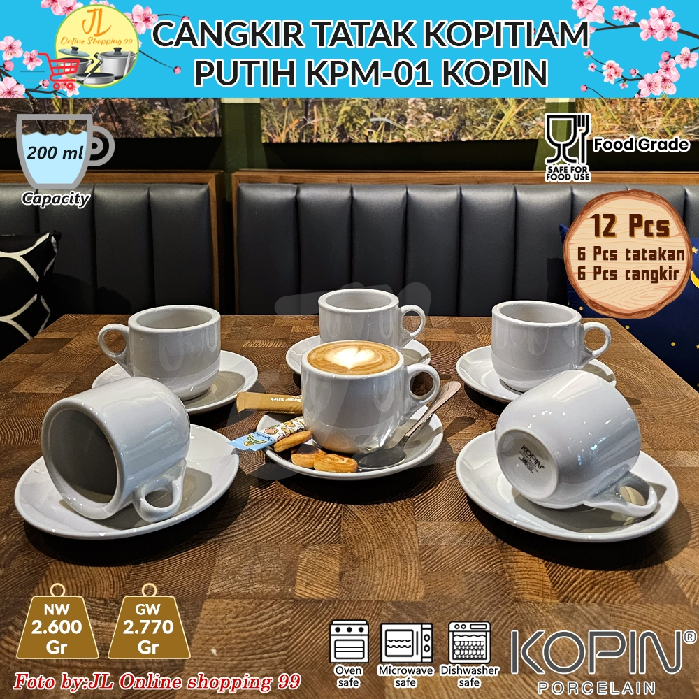 Jual KOPIN Cangkir set 6 pasang + tatakan porselain keramik putih KPM ...