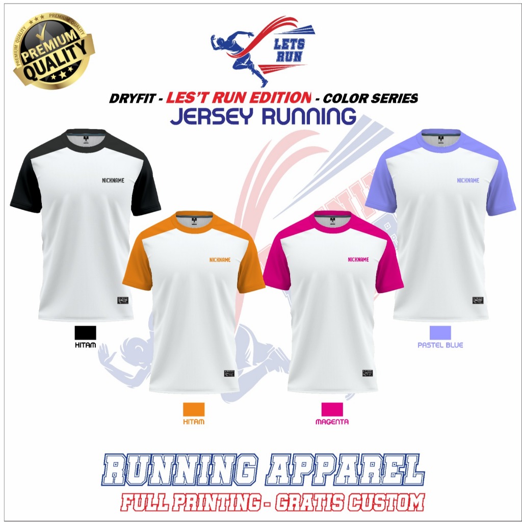 Jual Baju Jersey RUNNING LETS RUN EDITION POLOS - Full Printing, Gratis ...