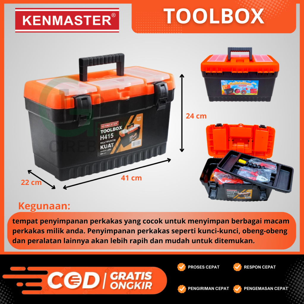 Jual Tool Box Perkakas H415 Tempat Penyimpanan Tang Palu Kunci T Kabel ...
