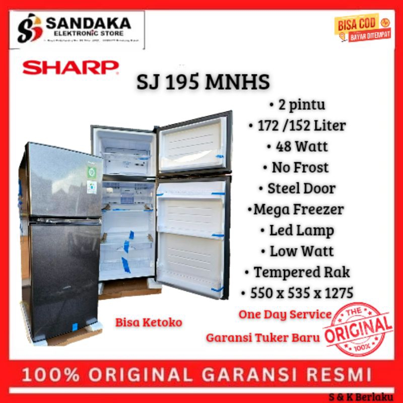 Jual kulkas 2 pintu sharp sj 195 mnhs garansi resmi no frost promo ...