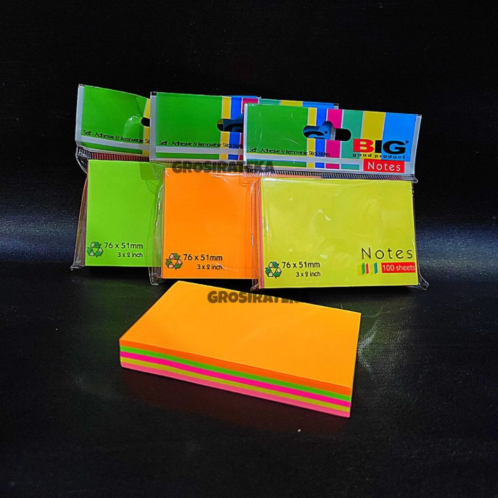 Jual PEMBATAS BUKU, STICKY NOTES, KERTAS MEMO, POS IT 76X51 TUMPUK BIG ...