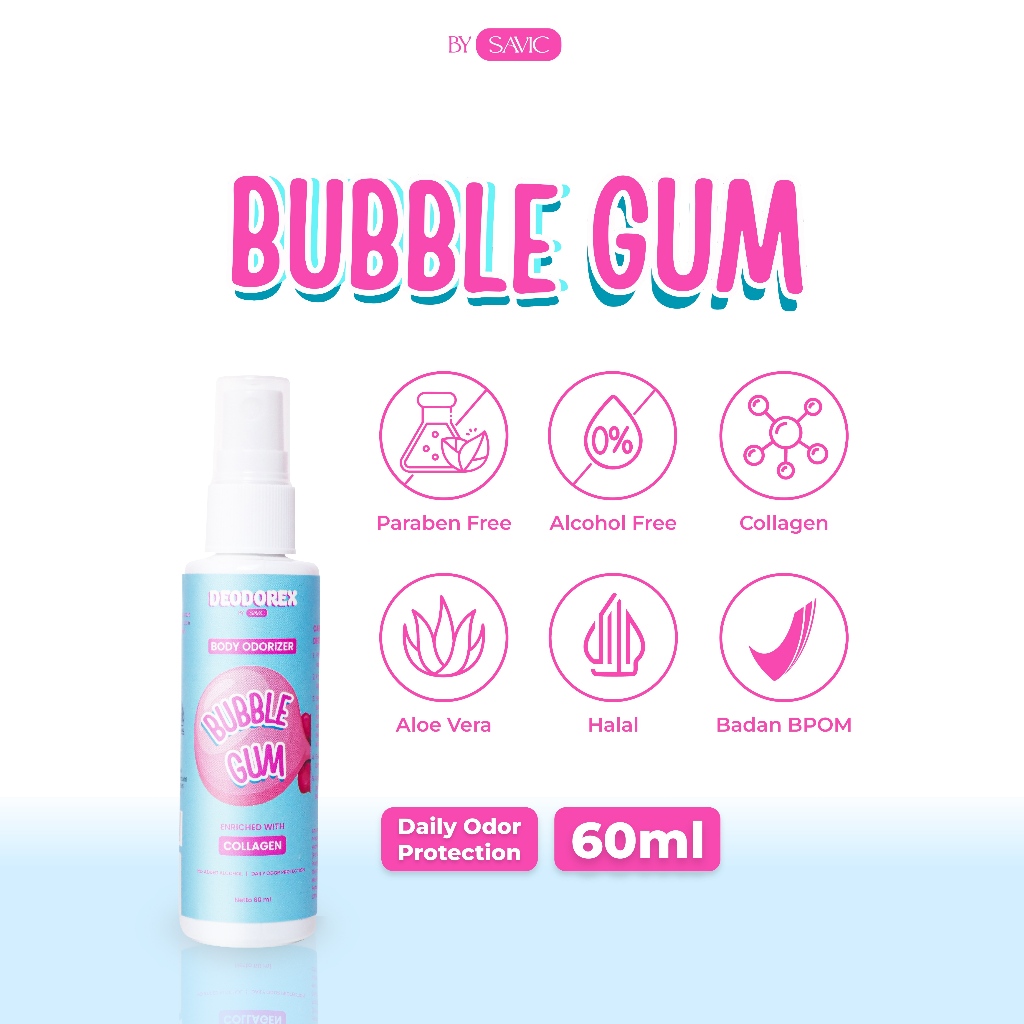 Jual Savic Deodorex Bubble Gum - Collagen Body Odorizer Deodorant Spray ...
