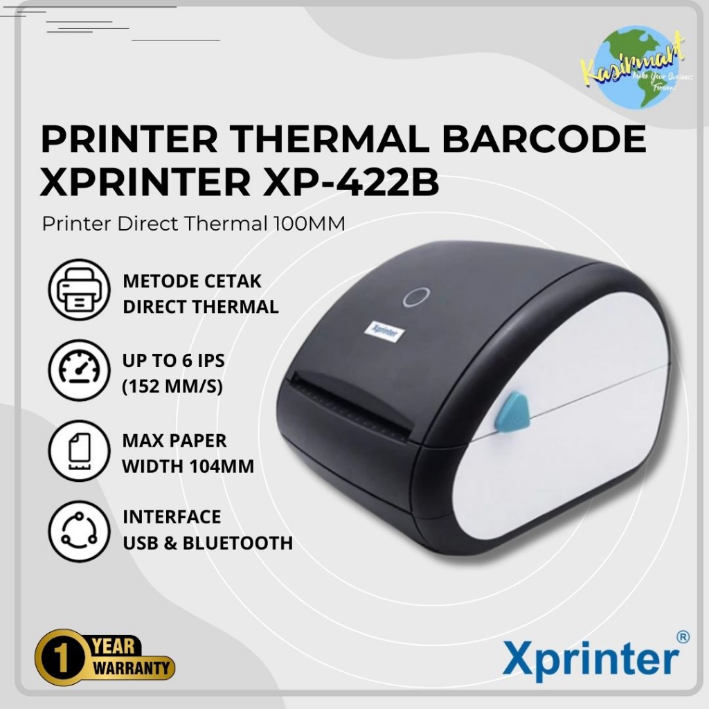 Jual Printer Thermal Barcode Xprinter XP-422B USB Bluetooth Printer ...