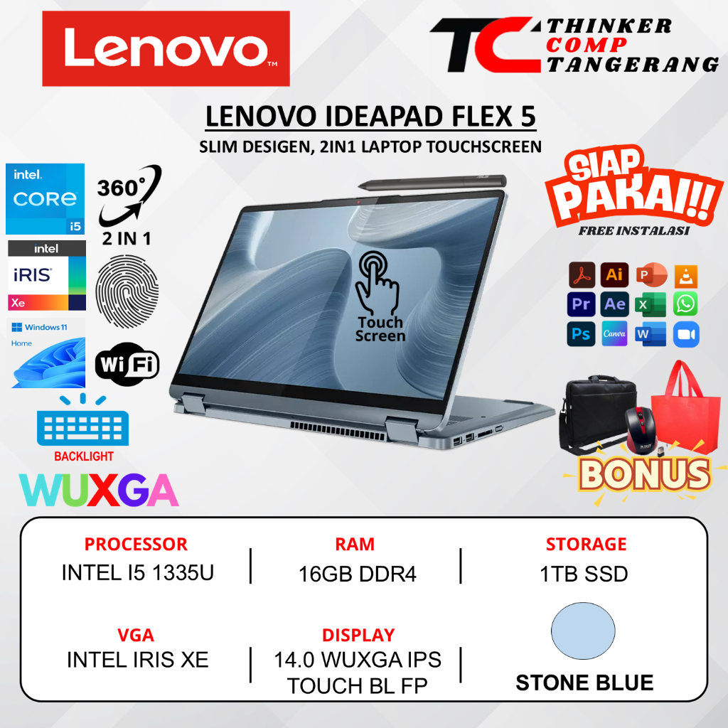 Jual Laptop 2IN1 Lenovo ideapad flex 5 14 I5 16GB 1TB SSD Backlit WINDOWS 11 HOME | Shopee Indonesia