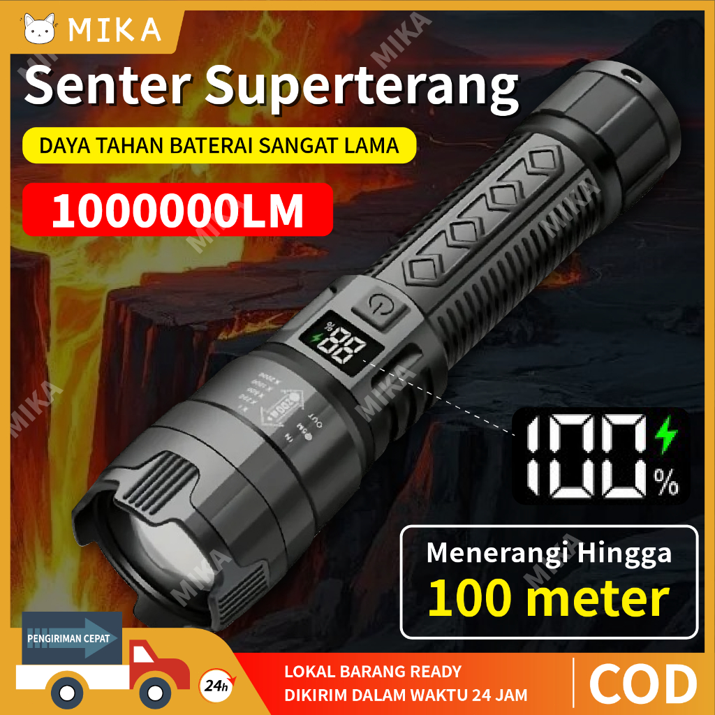 Jual Super Terang Senter LED Laser Senter jarak jauh dengan zoom teleskopik Senter Berkemah ...