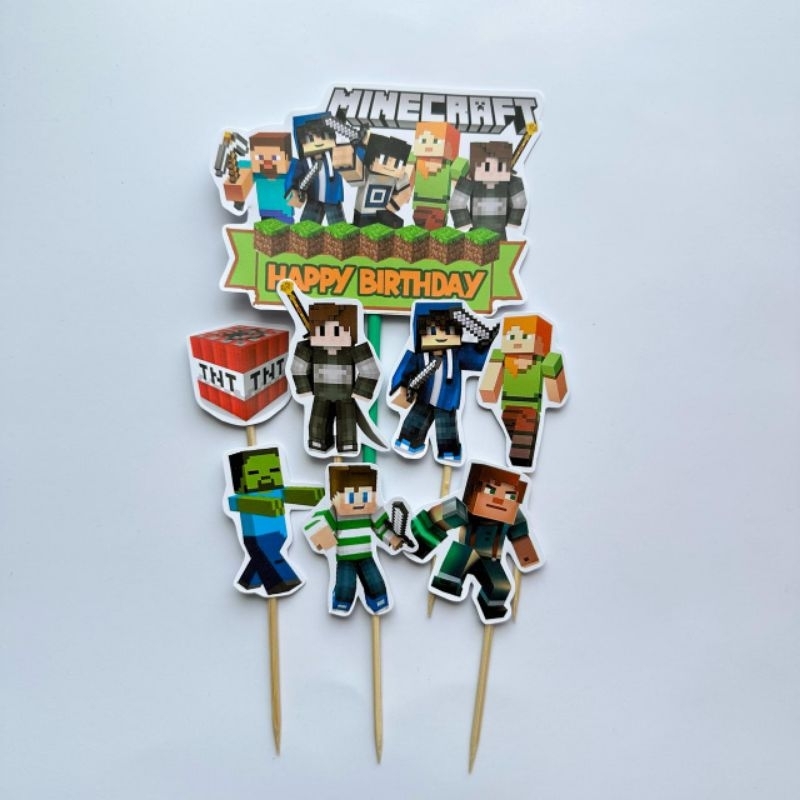 Jual TOPPER MINECRAFT / CAKE TOPPER MINECRAFT / TOPPER KUE MINECRAFT ...