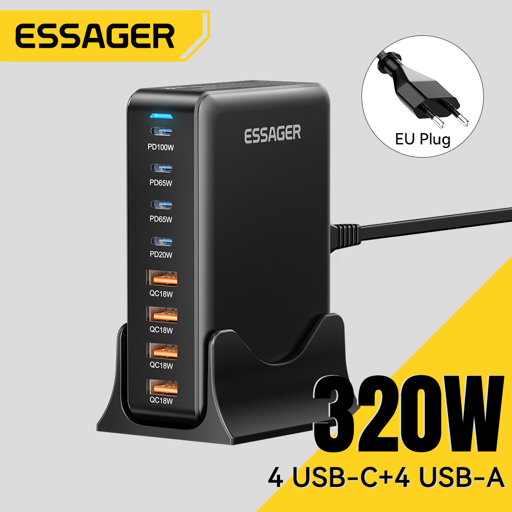 Jual ESSAGER Charger GaN 320W 8 Port YMX-320W Dynamic Power Allocation ...