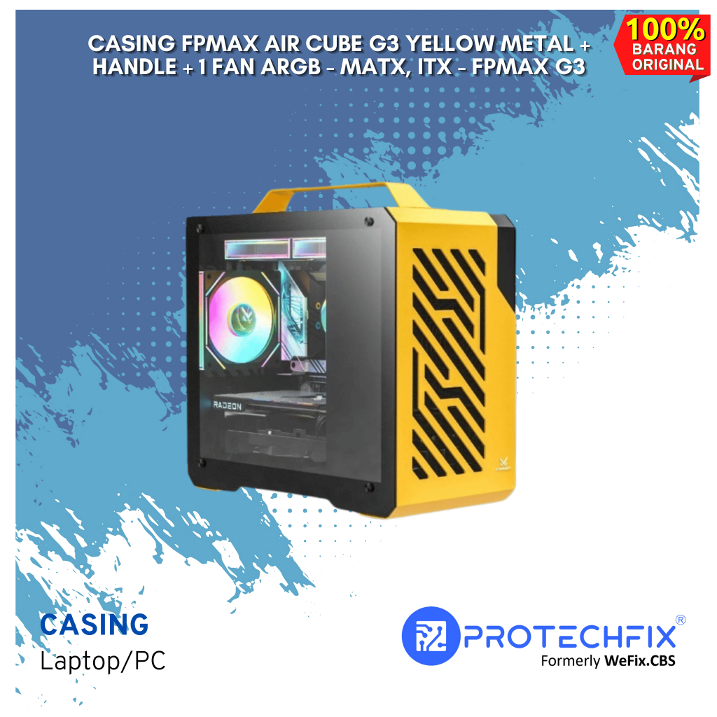 Jual CASING FPMAX Air Cube G3 Yellow Metal + Handle + 1 Fan ARGB - mATX ...