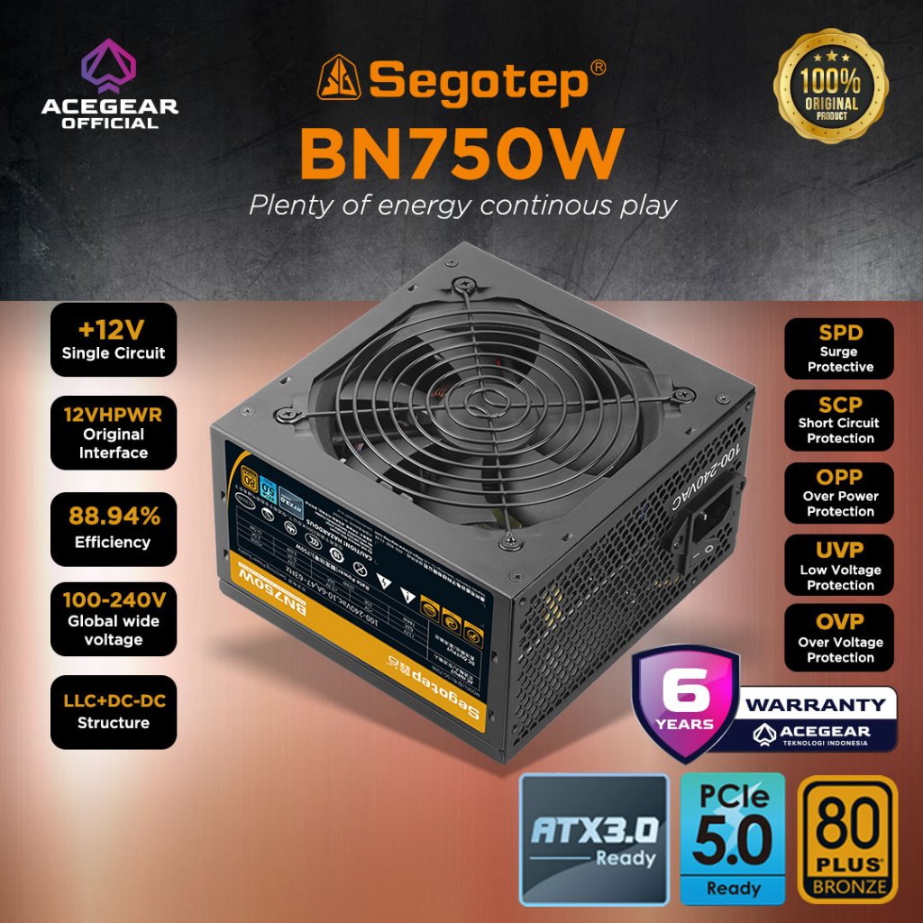 Jual SEGOTEP BN750W (750W 80PLUS BRONZE PSU Flat Cable Non Modular) | Shopee Indonesia
