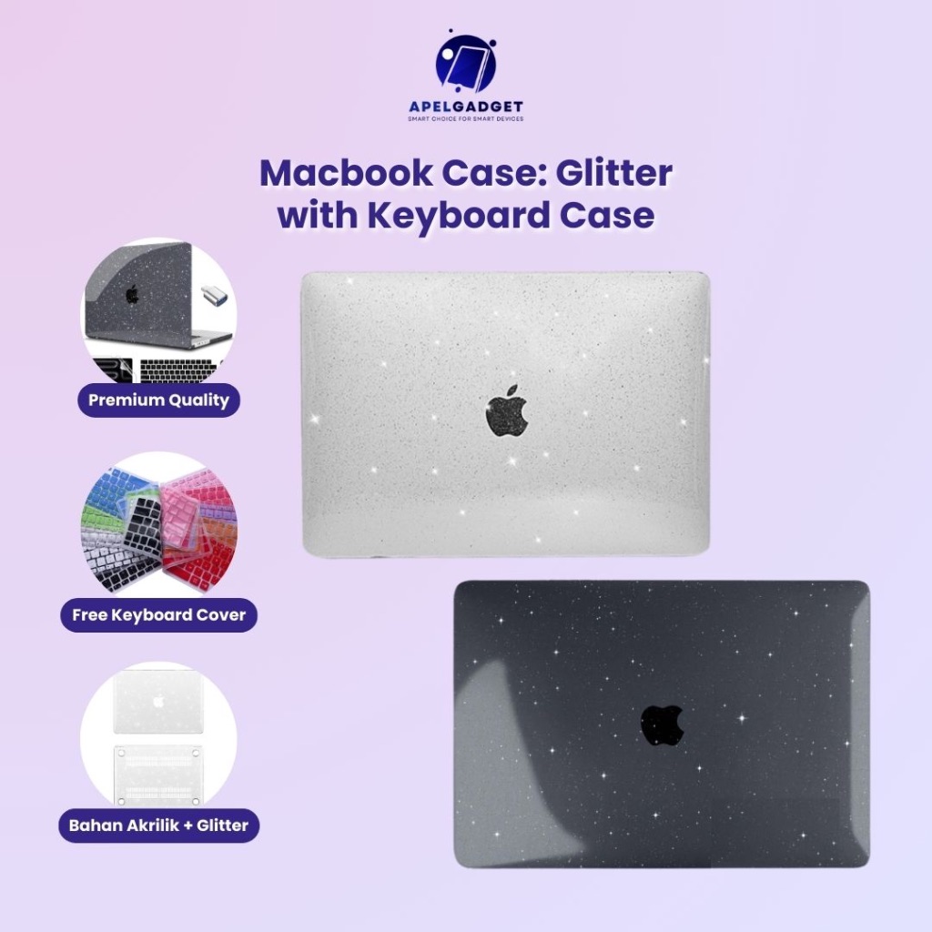 Jual Macbook Case Glitter Bening with Keyboard Case Transparent Series ...