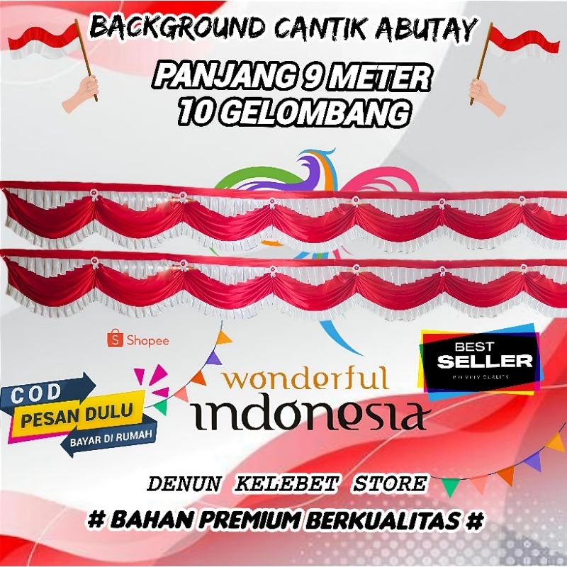 Jual Bendera merah putih background abutay background pita background cantik 10 gelombang ...
