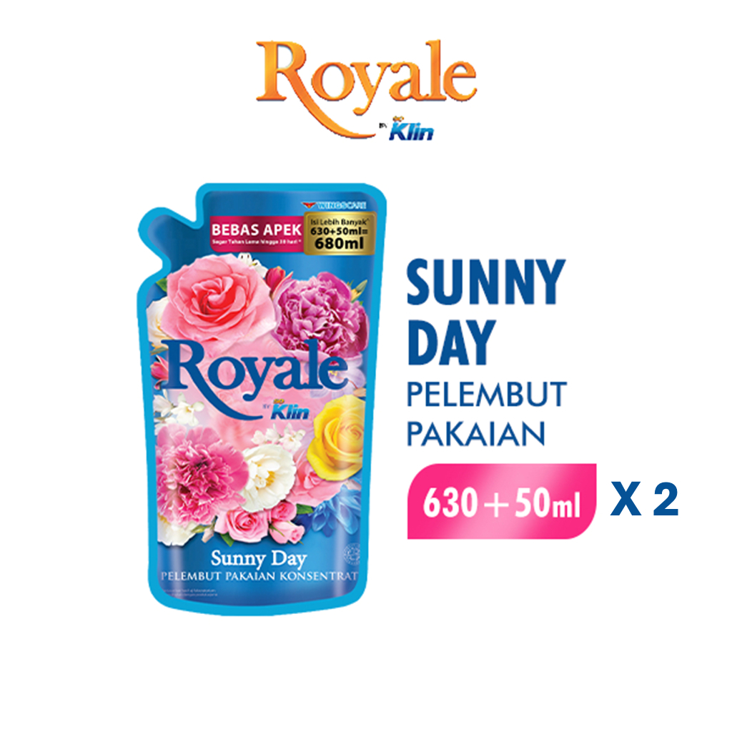 Jual Royale Pelembut dan Pewangi Pakaian Sunny Day Pouch 680ml x 2 | Shopee Indonesia