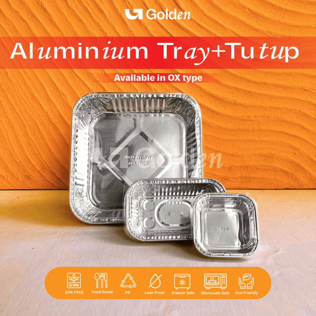 Jual [PCS] Alumunium Foil OX 100 OX 250 + Tutup Aluminium Tray Zuppa Soup Macaroni Schotel ...