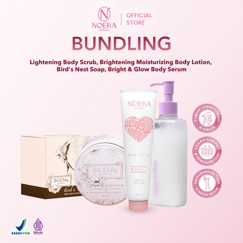 Jual NOERA PAKET BODYCARE | Body Scrub, Body Serum bright, Body Serum ...