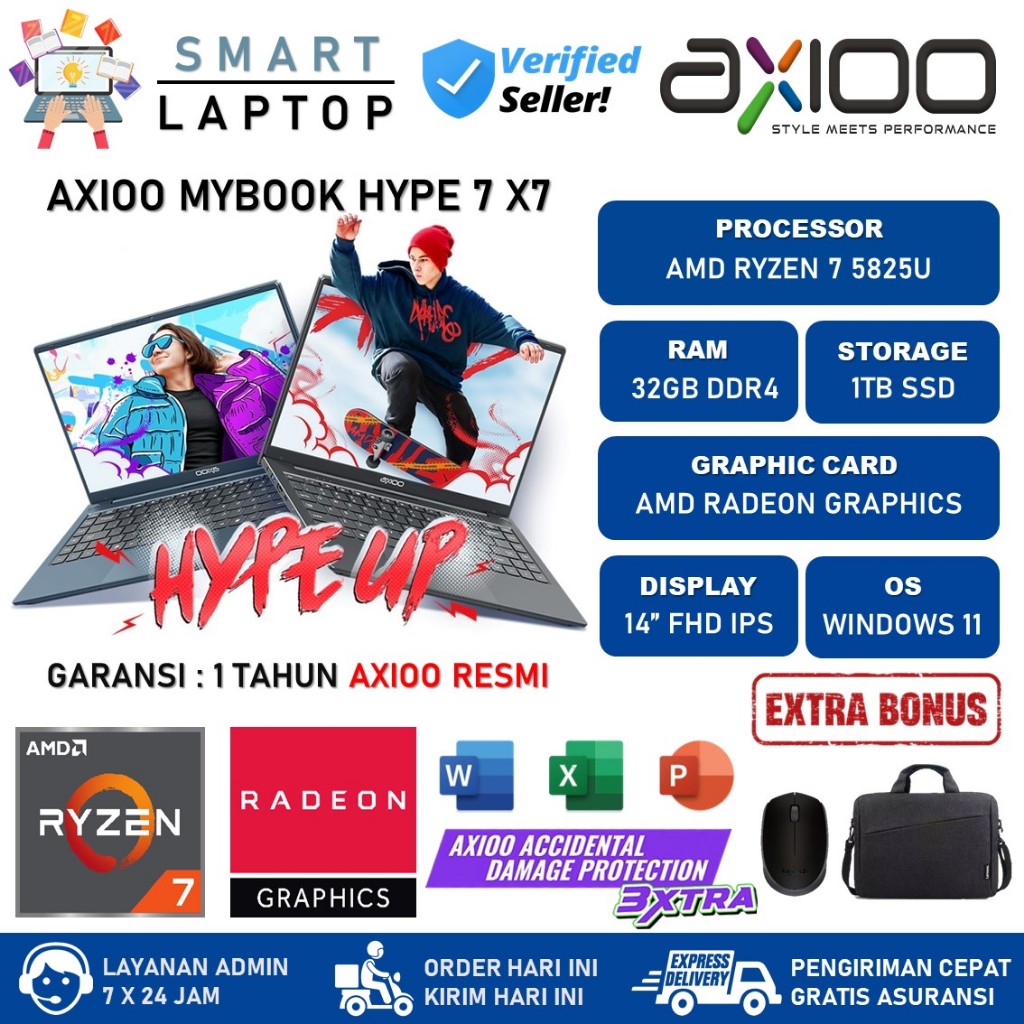 Jual Laptop Axioo Hype 7 AMD x8 Ryzen 7 6800H 32GB 1TB 14 Inch Full-HD IPS Windows 11 Pro ...