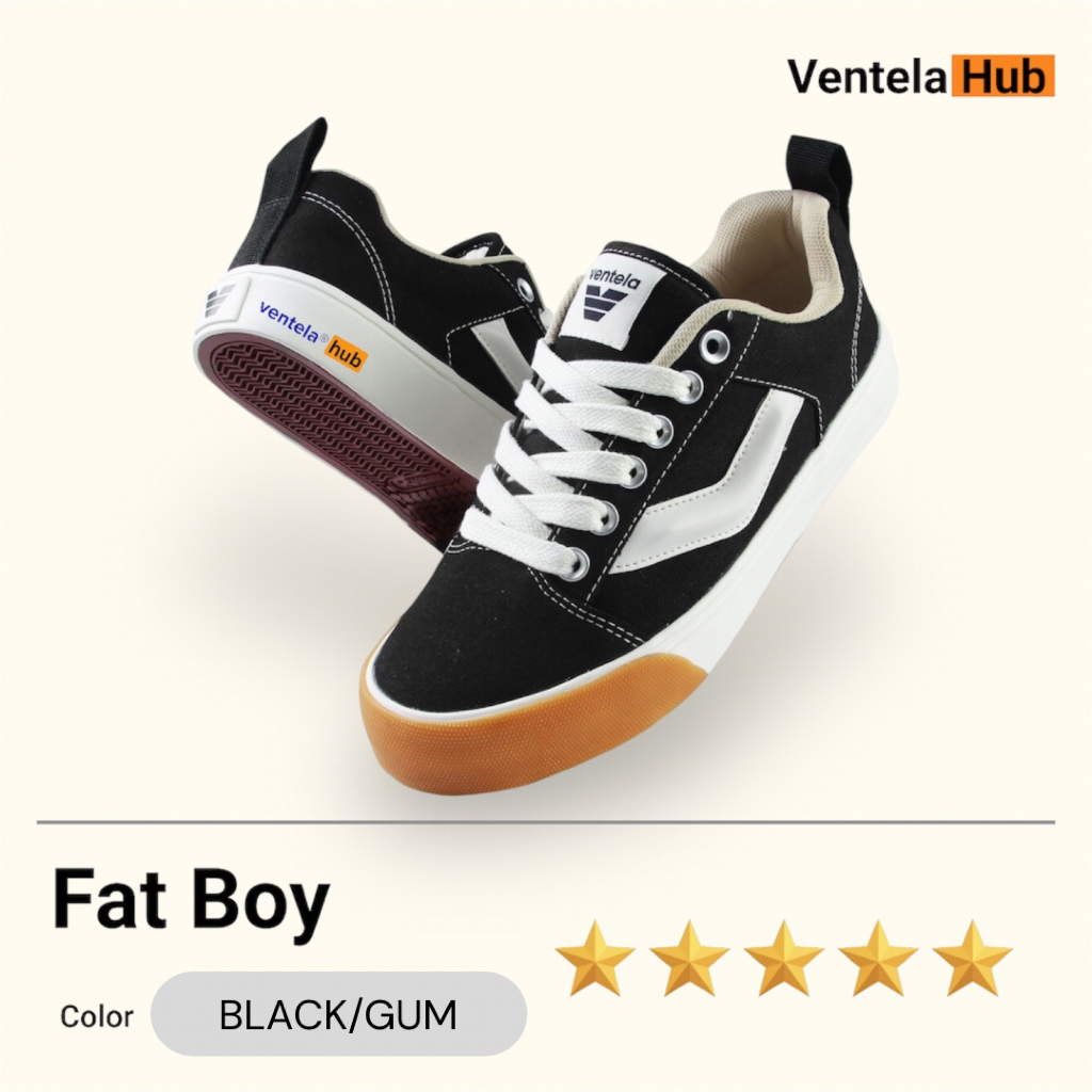 Jual Ventela Fatboy Low Black Gum [ORIGINAL] | Sepatu Sneakers Low Cut ...