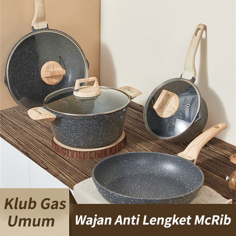 Jual Antilengket Peralatan Masak 7PCS Peralatan Dapur Hitam Wajan Anti Lengket Set Panci Dan ...