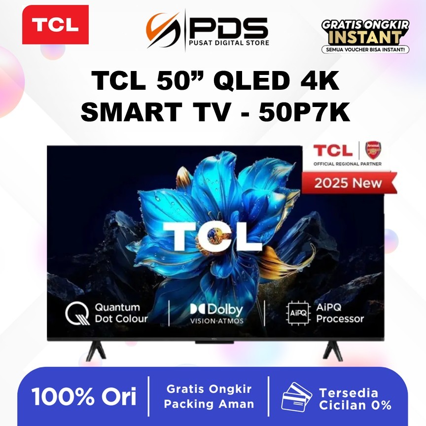 Jual TCL 50 Inch QLED Direct LED Smart Google TV 4K UHD 50P7K | Shopee ...