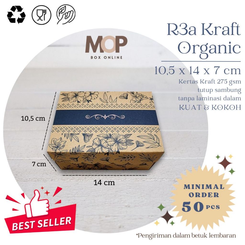 Jual Kotak Kue R3 Kraft ORGANIC 10x14 Kotak Coklat Kotak Jajan Dus Roti ...