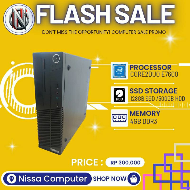 Jual pc builtup lenovo c2d E7600 ddr3 termurah second eks kantor ...