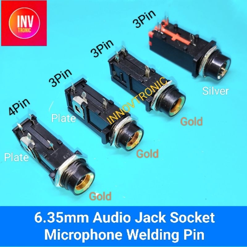Jual Socket Akai 3Pin 4Pin Socket Mic Tempel PCB Horisontal Persegi ...