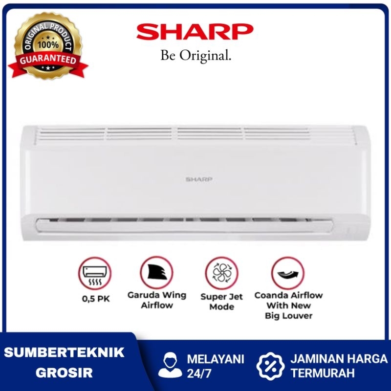 Jual Ac SHARP 1/2 PK Ah-a5bey Ah a5bey 5bey Split Standard Non Inverter Garuda Series Hemat ...