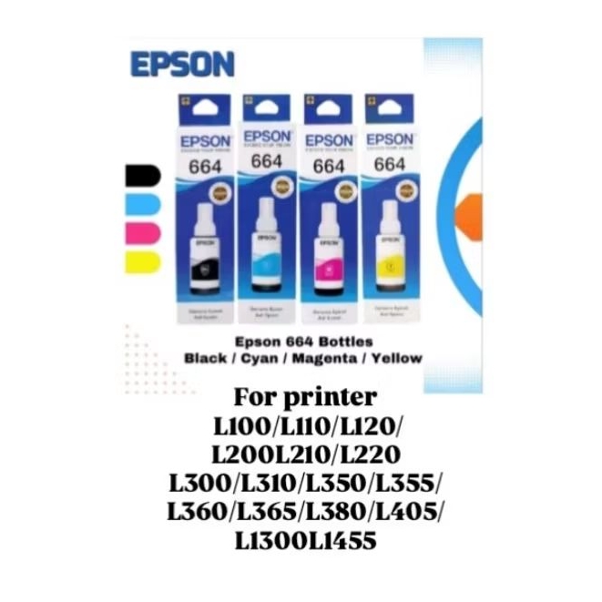 Jual TINTA EPSON 664 ORIGINAL 1 SET (BK,M,Y,C) | Shopee Indonesia