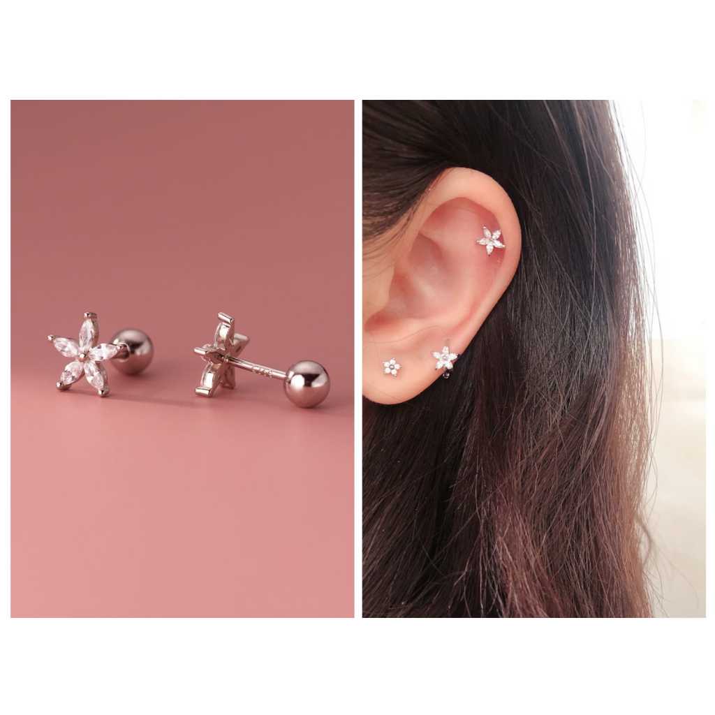 Jual 1 Pcs Anting Tindik Piercing Earrings Stainless Steel Mode Kristal ...