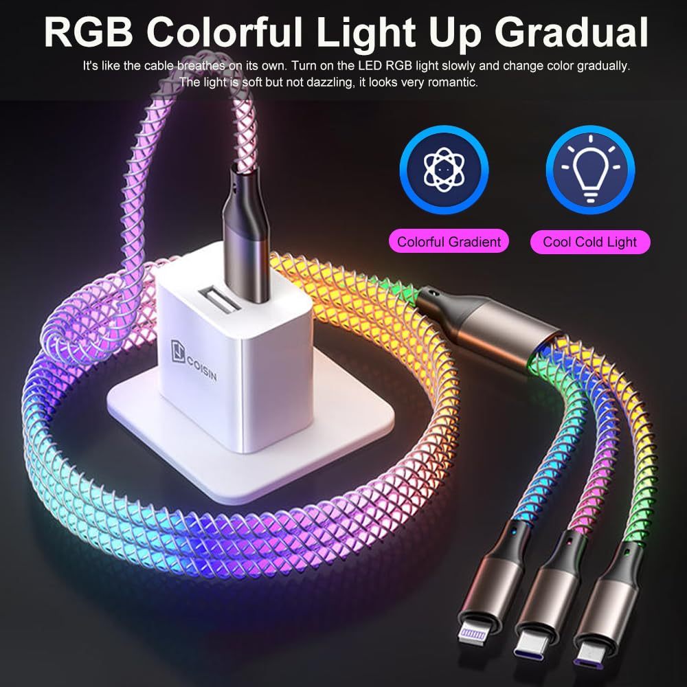Jual PIYONI RGB Kabel Data 3 IN 1 LED WARNA / Kabel Charger Fast ...