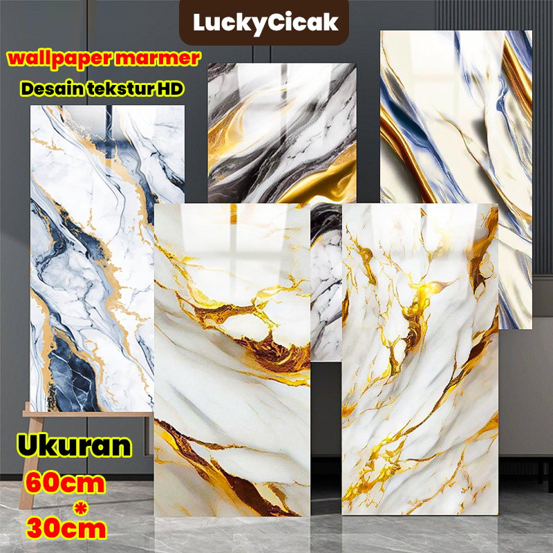 Jual （10 Lembar）wallpaper dinding marmer glossy 30CM*60CM ,wallpaper ...