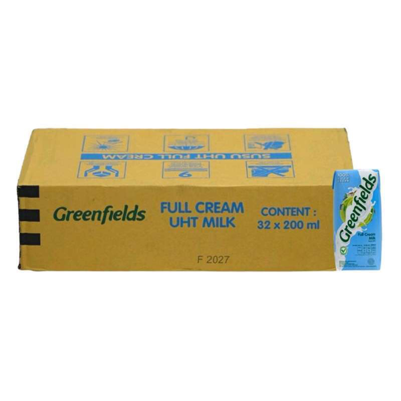 Jual Susu Greenfield UHT Full Cream Plain Karton isi 32pc X 200ml | Shopee Indonesia
