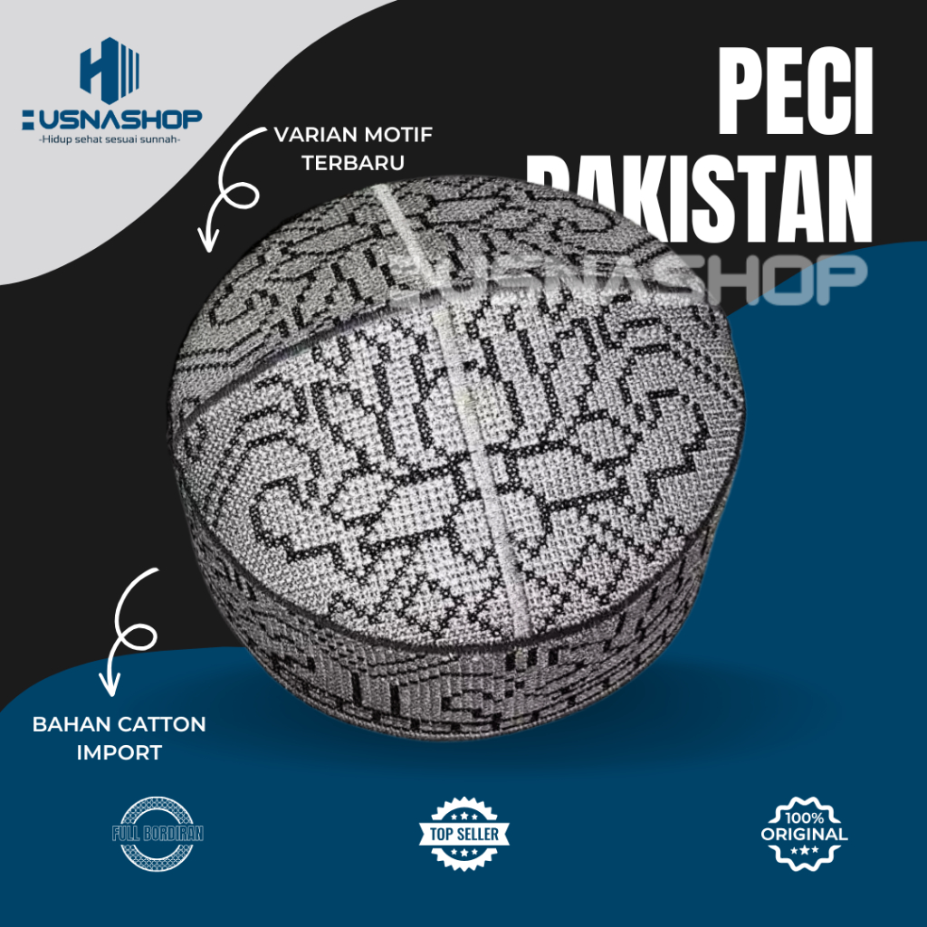 Jual Kopiah Muslim Peci Pakistan Premium Full Bordiran Bahan Katun ...