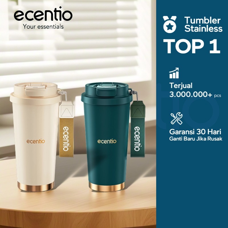 Jual ecentio tumbler minum premium 530ml tahan dingin 24 jam botol stainless 316 portable ...