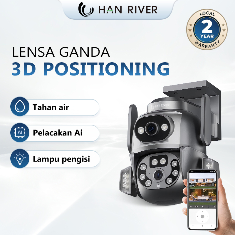 Jual HAN RIVER CCTV 6PM Kamera Pengawas Outdoor 360° Dual Lens Resolusi ...