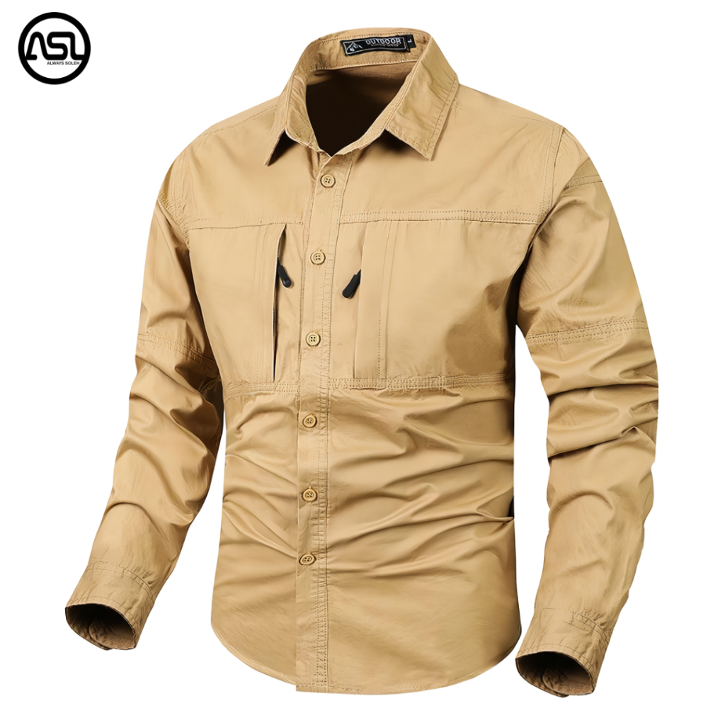 Jual Kemeja Tactical Cream Lengan Panjang / Kemeja Pria Lengan Panjang ...