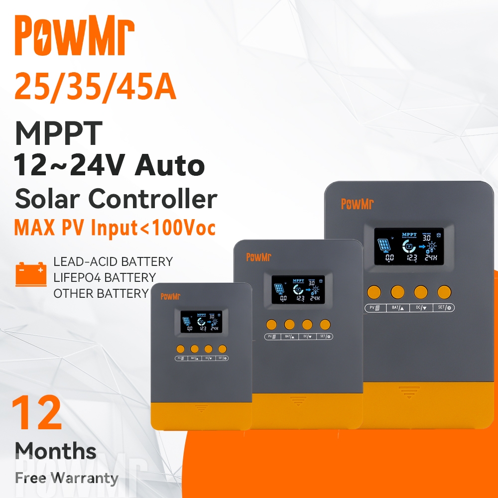 Jual PowMr 25A/35A/45A MPPT Solar Charge Controller 12V 24V Intelligent ...