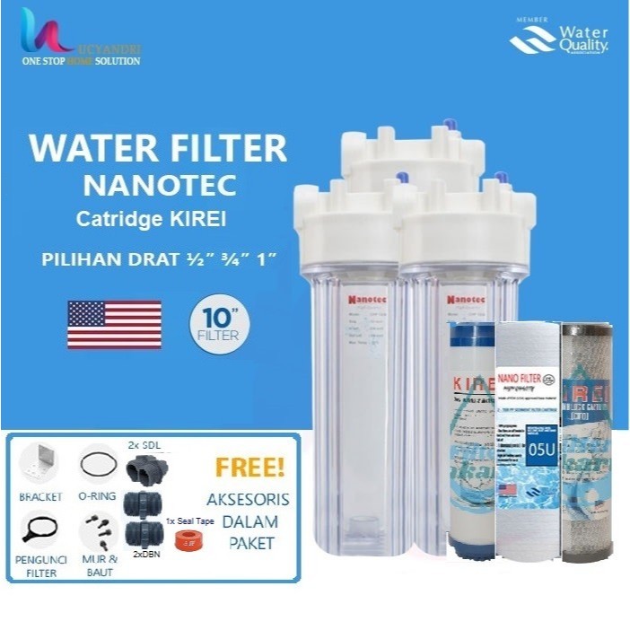 Jual PAKET FILTER SARINGAN AIR Kotor Clear Nanotec PP - Kirei CTO - GAC Drat 3/4 10 Micron ...