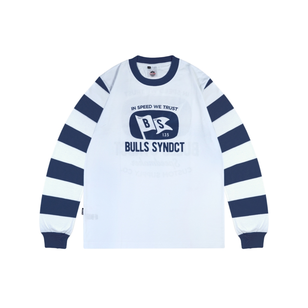 Jual BULLS SYNDICATE Long Sleeve Kravender White Navy | Shopee Indonesia