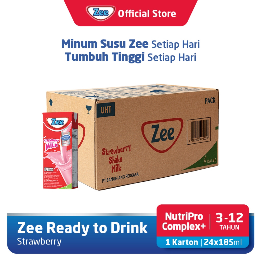 Jual Carton Box Zee UHT Strawberry Milk Shake 185ml | Shopee Indonesia