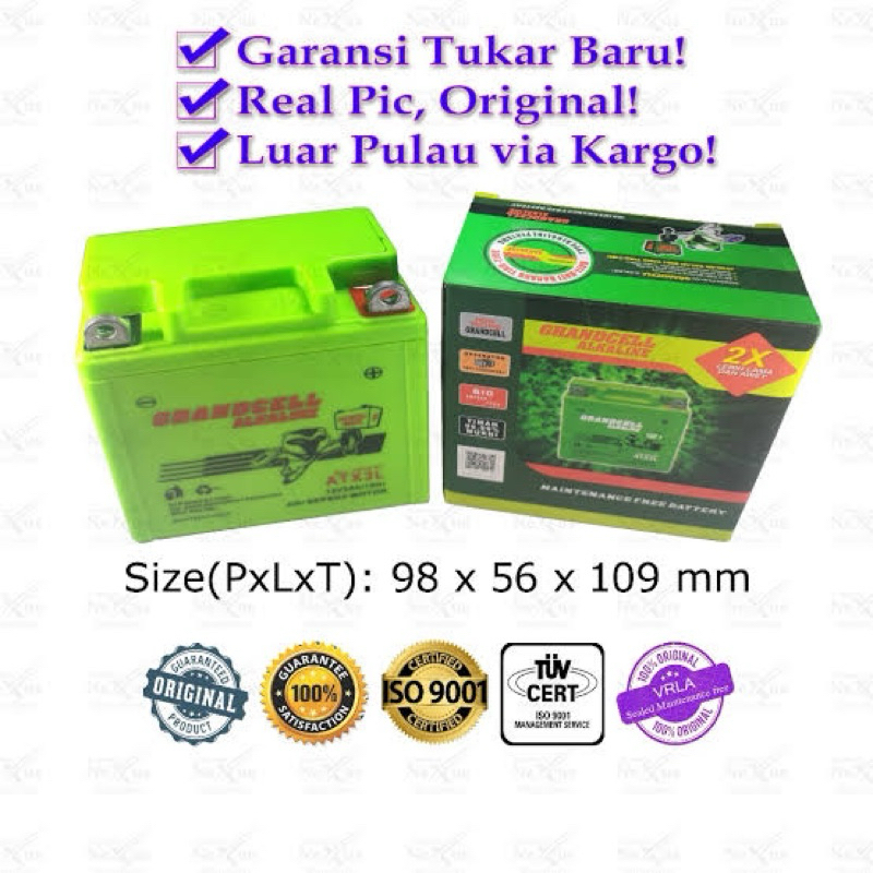 Jual Aki Batrei Batrey Kering Motor Grandcell Alkaline ATX3L GM3 GM3-3B ...
