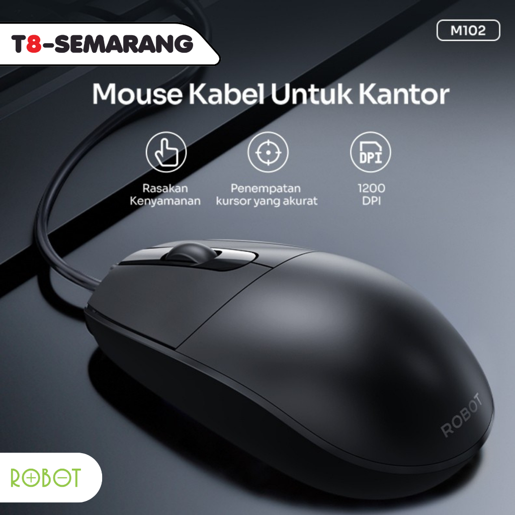 Jual Robot M102 Mouse Kabel 1200 DPI Standar Ergonomic Design Mouse Wired USB Kerja Office PC ...