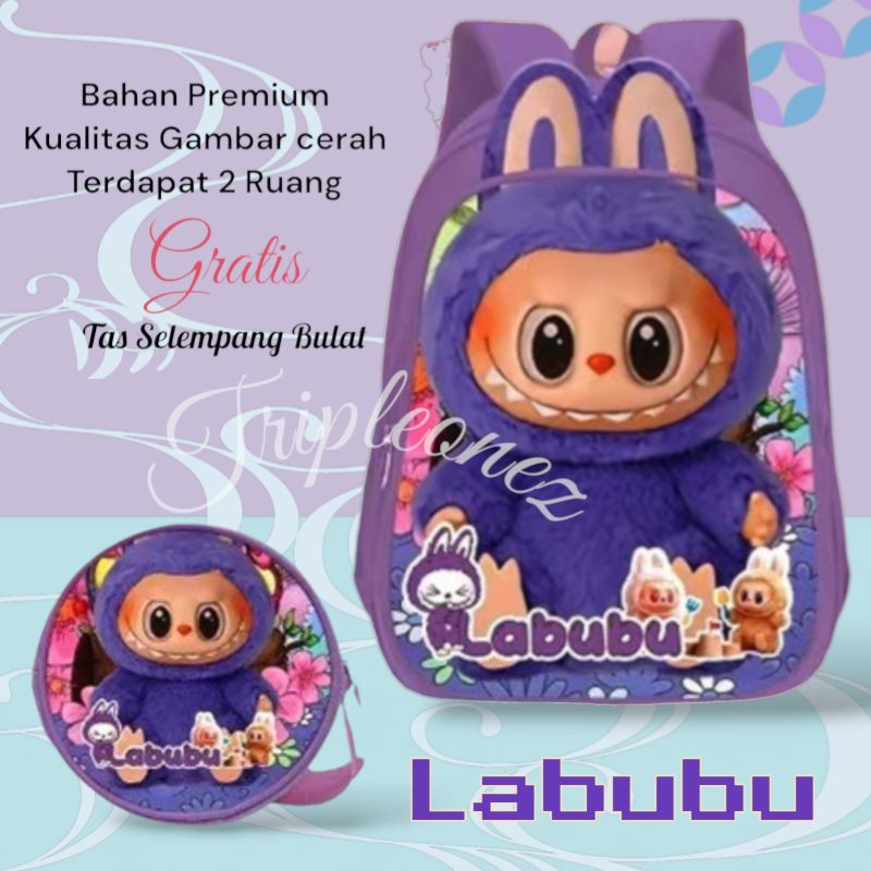 Jual VIRAL LABUBU Tas Sekolah Anak Perempuan Laki Laki Ransel karakter Boneka Kartun TK SD Bisa ...