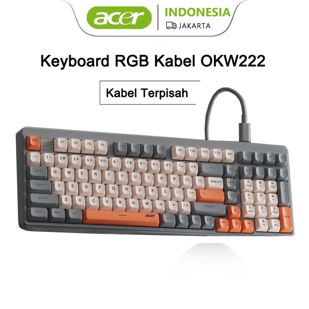 Jual Keyboard Gaming ACER OKW 222 RGB - Wired Anti Bising / Mechanical ...